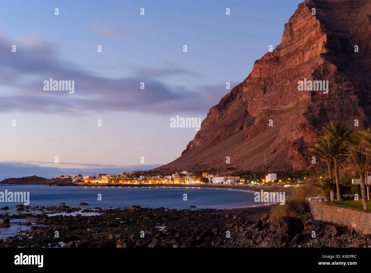 La Playa Beach,Twilight,Valle Gran Rey,La Gomera,Canary Islands,Spain ...