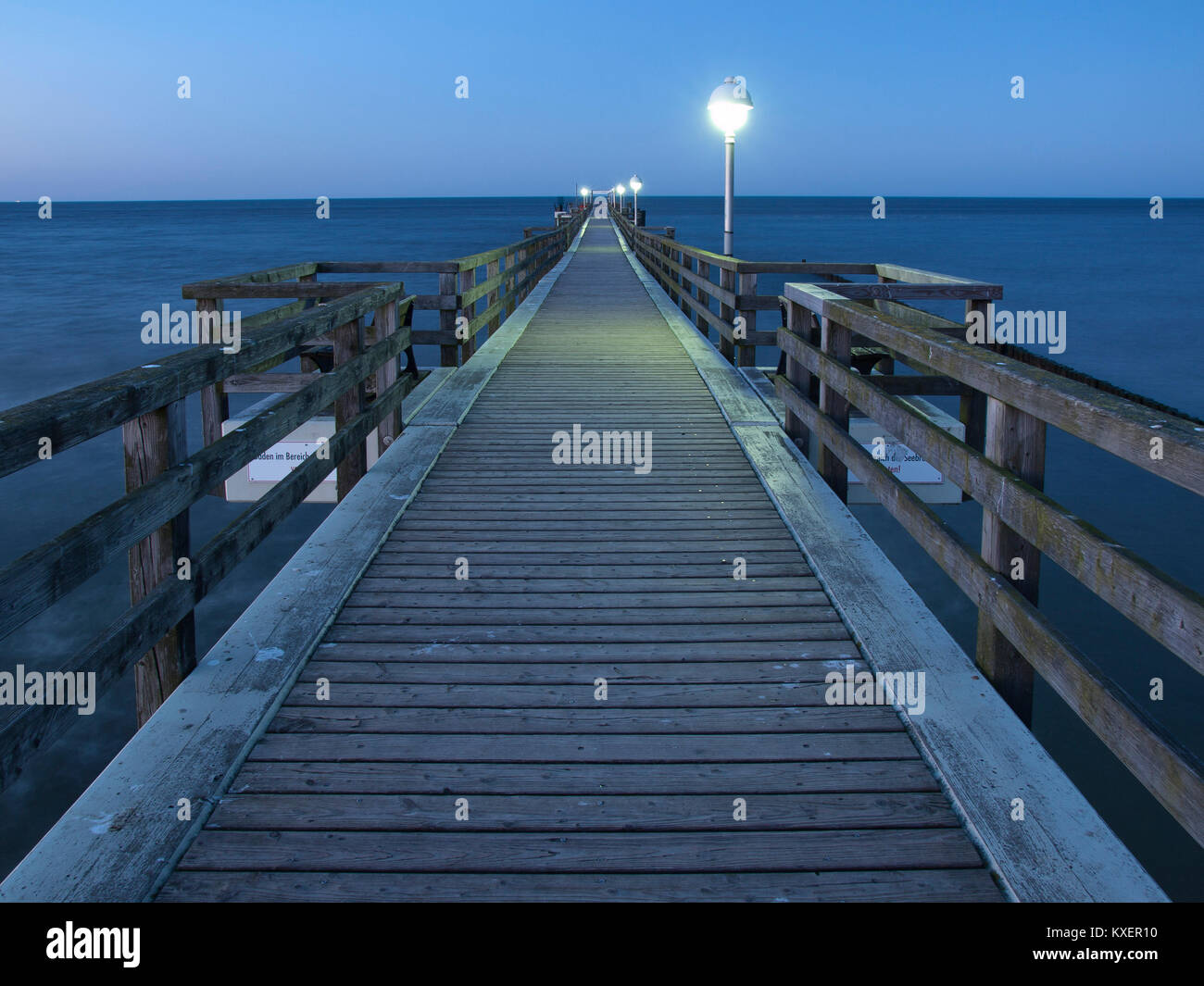 Sea bridge Koserow in the twilight, Koserow, island Usedom, Mecklenburg ...