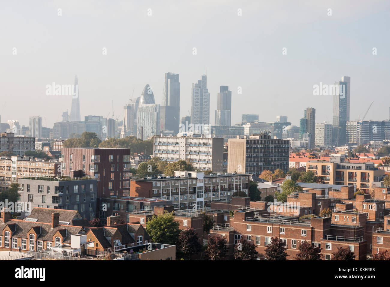 London skyline,England,UK viewed from Tower Hamlets Stock Photo - Alamy