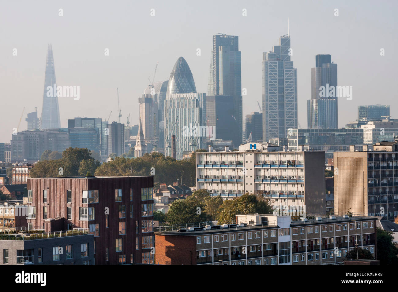 London skyline,England,UK viewed from Tower Hamlets Stock Photo - Alamy