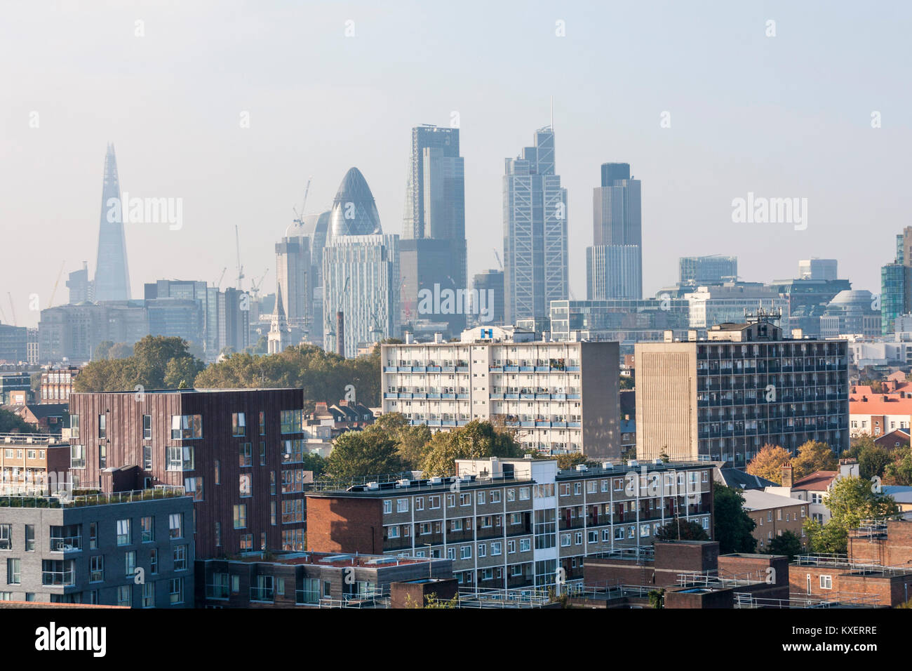London skyline,England,UK viewed from Tower Hamlets Stock Photo - Alamy