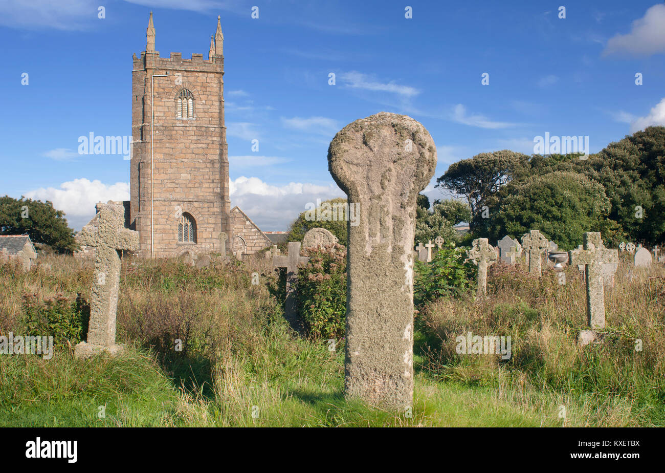 The parish church of St. Uny, Lelant, Cornwall, UK - John Gollop Stock ...