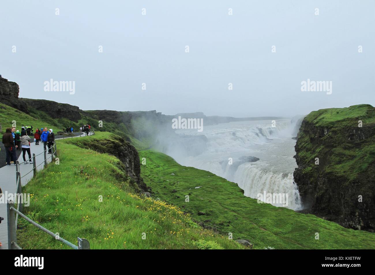 Bad weather at Gullfoss in Iceland in Summer Stock Photo - Alamy
