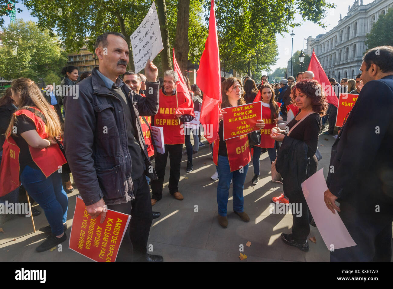 Popular Front (Halk Cephesi) Turks and Kurds protest in London in ...