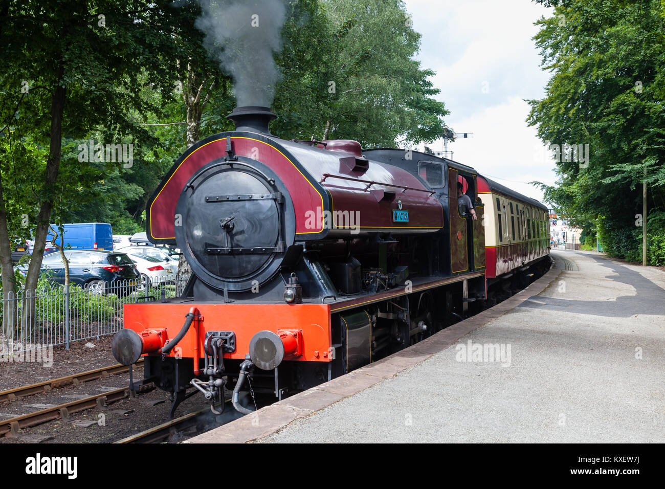Victor, a preserved steam locomotive, prepares to depart Lakeside ...
