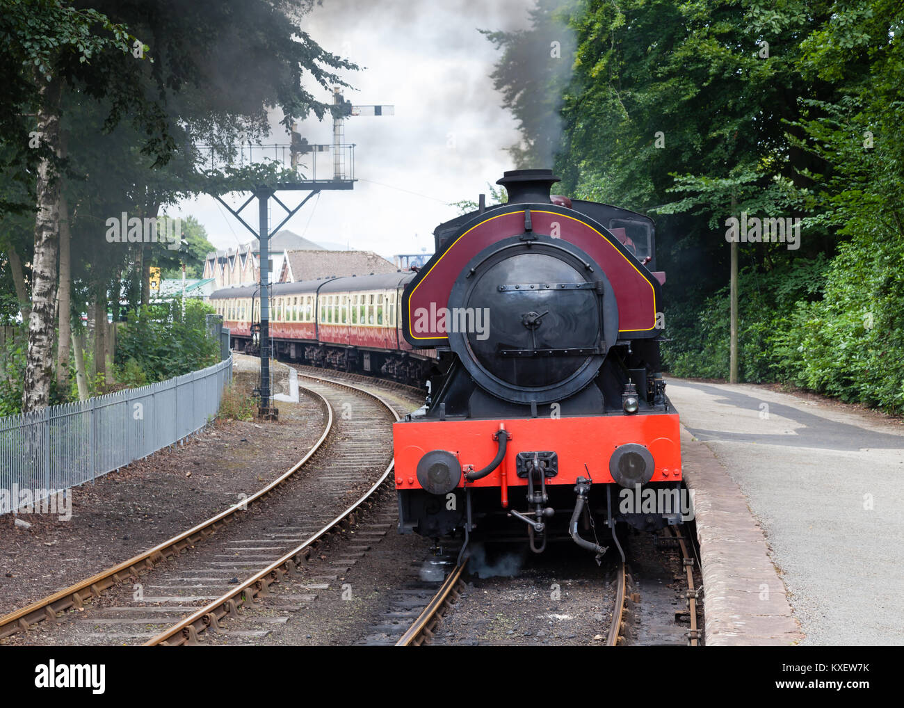 Victor, a preserved steam locomotive, prepares to depart Lakeside ...