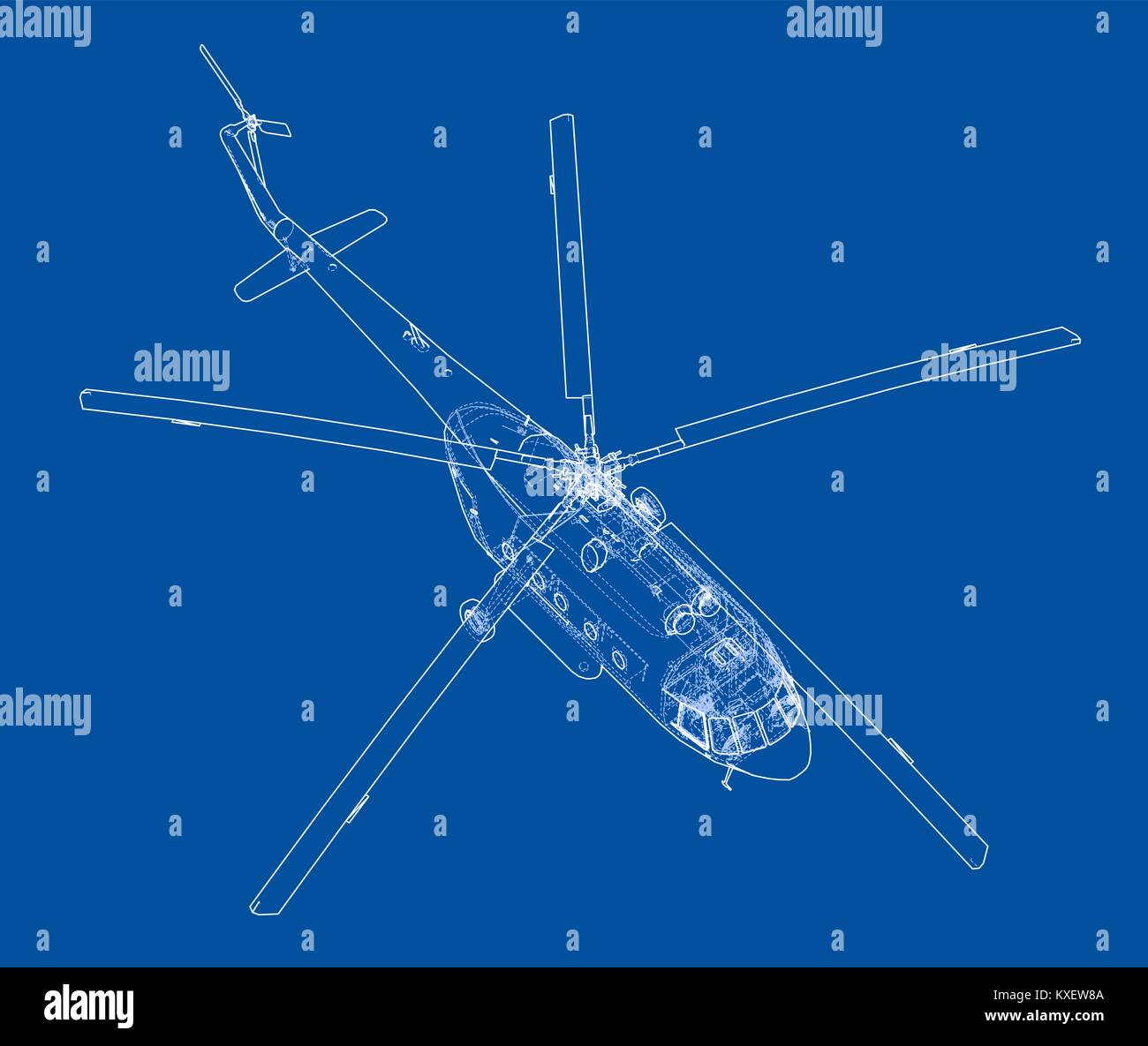 Engineering drawing of helicopter Stock Vector Image & Art - Alamy