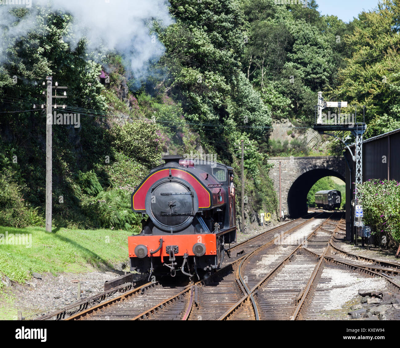 Victor, a preserved steam locomotive, is pictured at Haverthwaite ...
