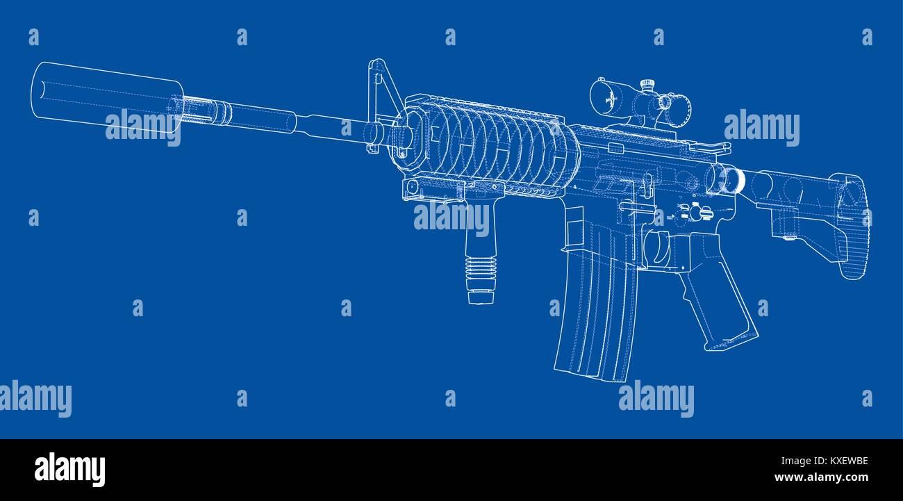 Machine Gun. Vector rendering of 3d Stock Vector Image & Art - Alamy