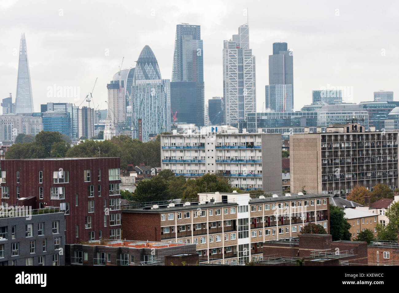 London skyline,England,UK viewed from Tower Hamlets Stock Photo - Alamy