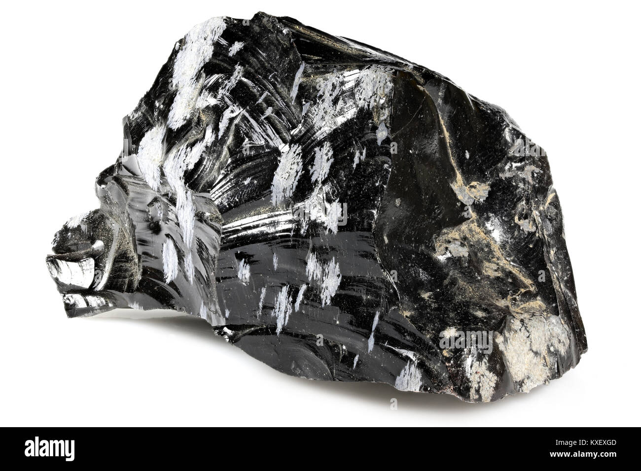 snowflake obsidian isolated on white background Stock Photo - Alamy