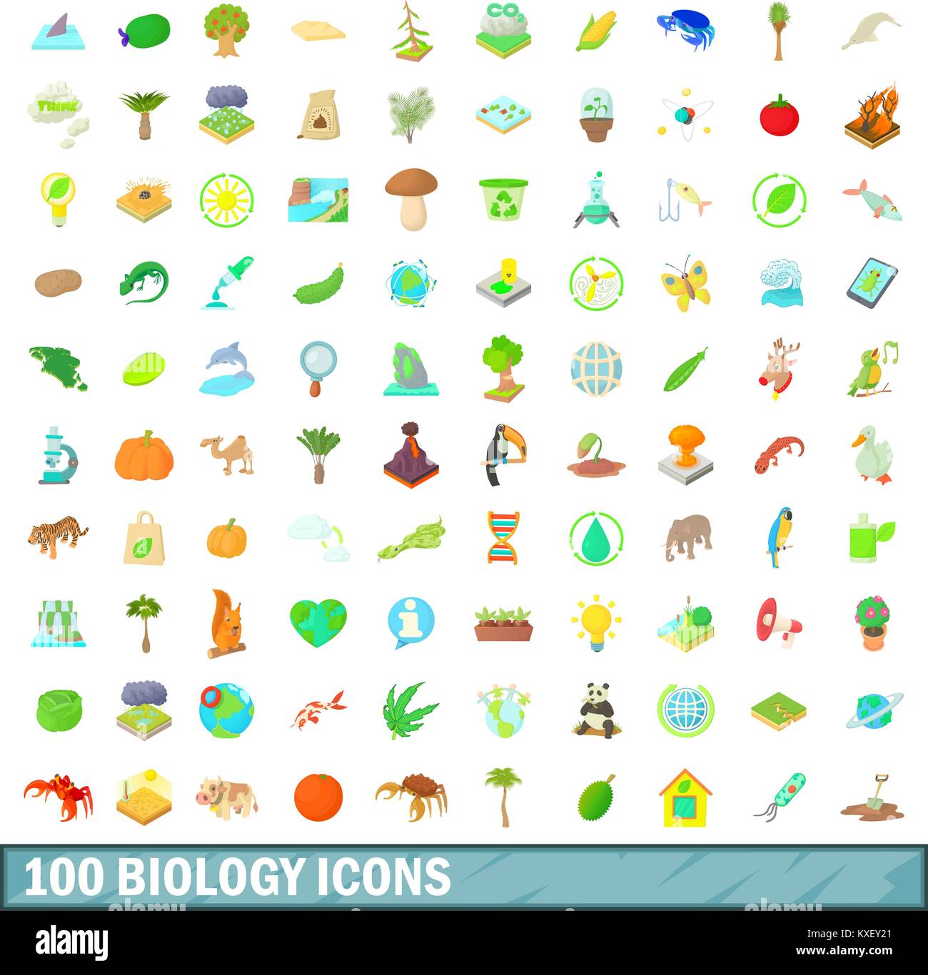 100 biology icons set, cartoon style Stock Vector Image & Art - Alamy