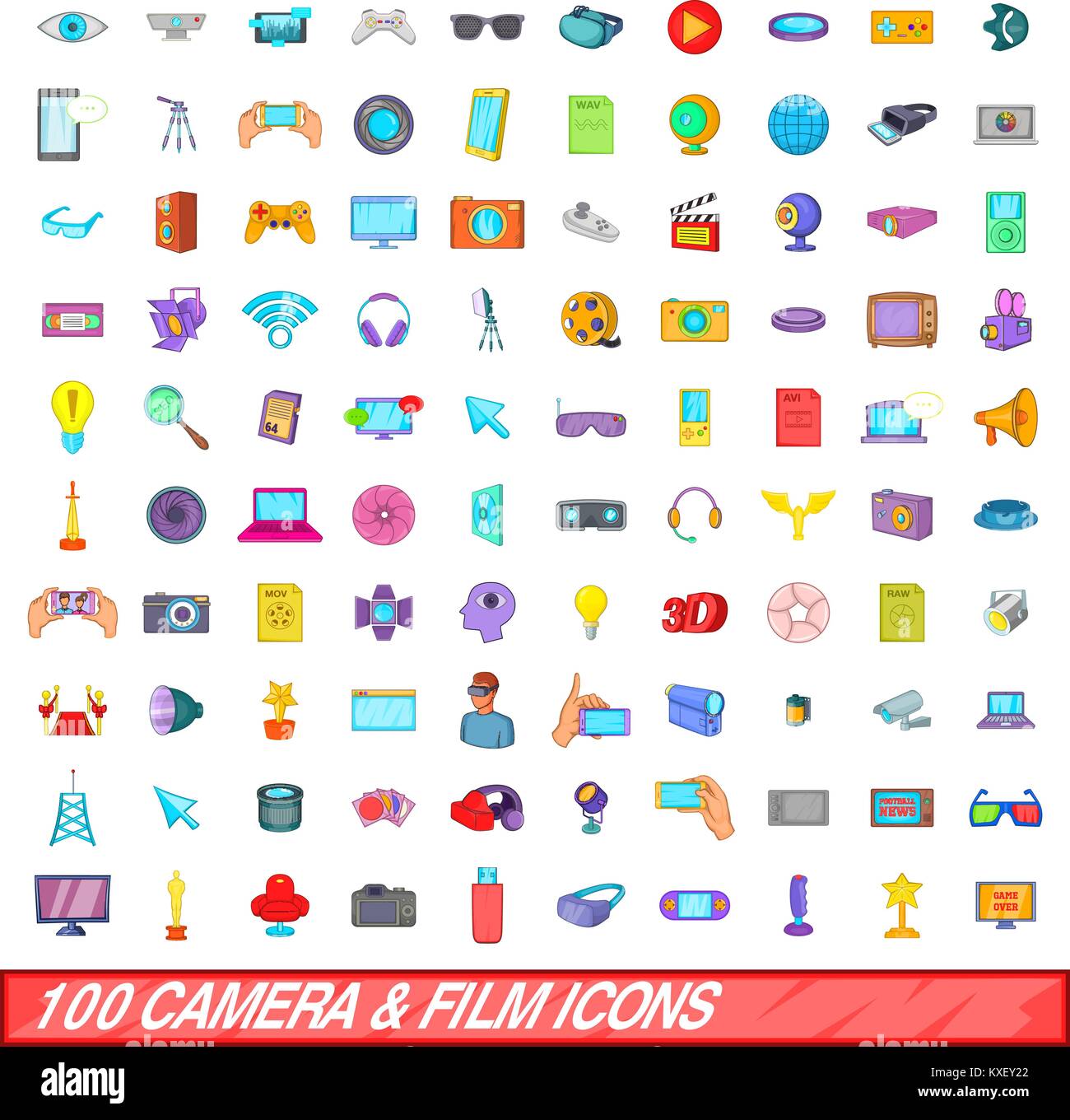 100 camera and film icons set, cartoon style Stock Vector Image & Art ...