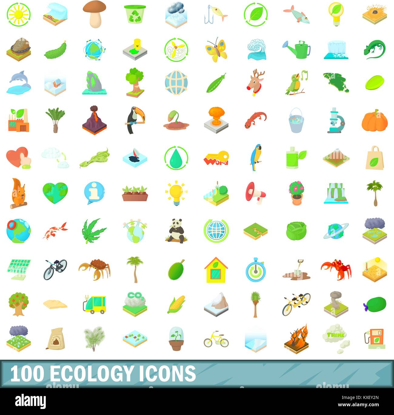 100 ecology icons set, cartoon style Stock Vector Image & Art - Alamy