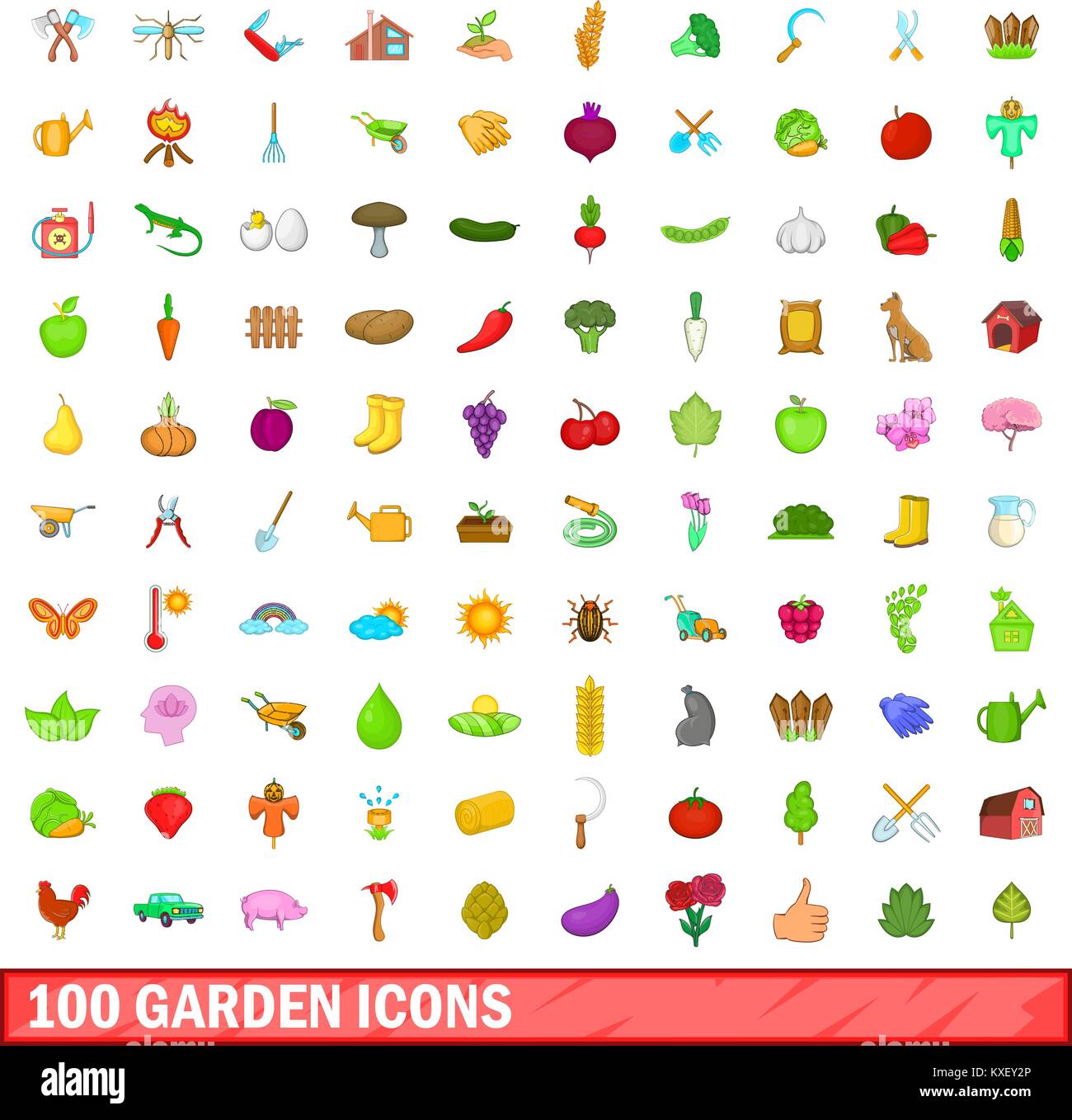 100 garden icons set, cartoon style Stock Vector Image & Art - Alamy