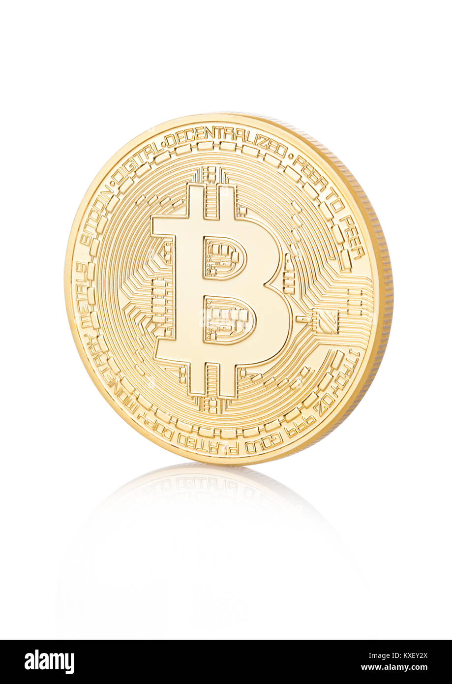 Bitcoin. Physical bit coin. Digital currency. Cryptocurrency. Golden ...
