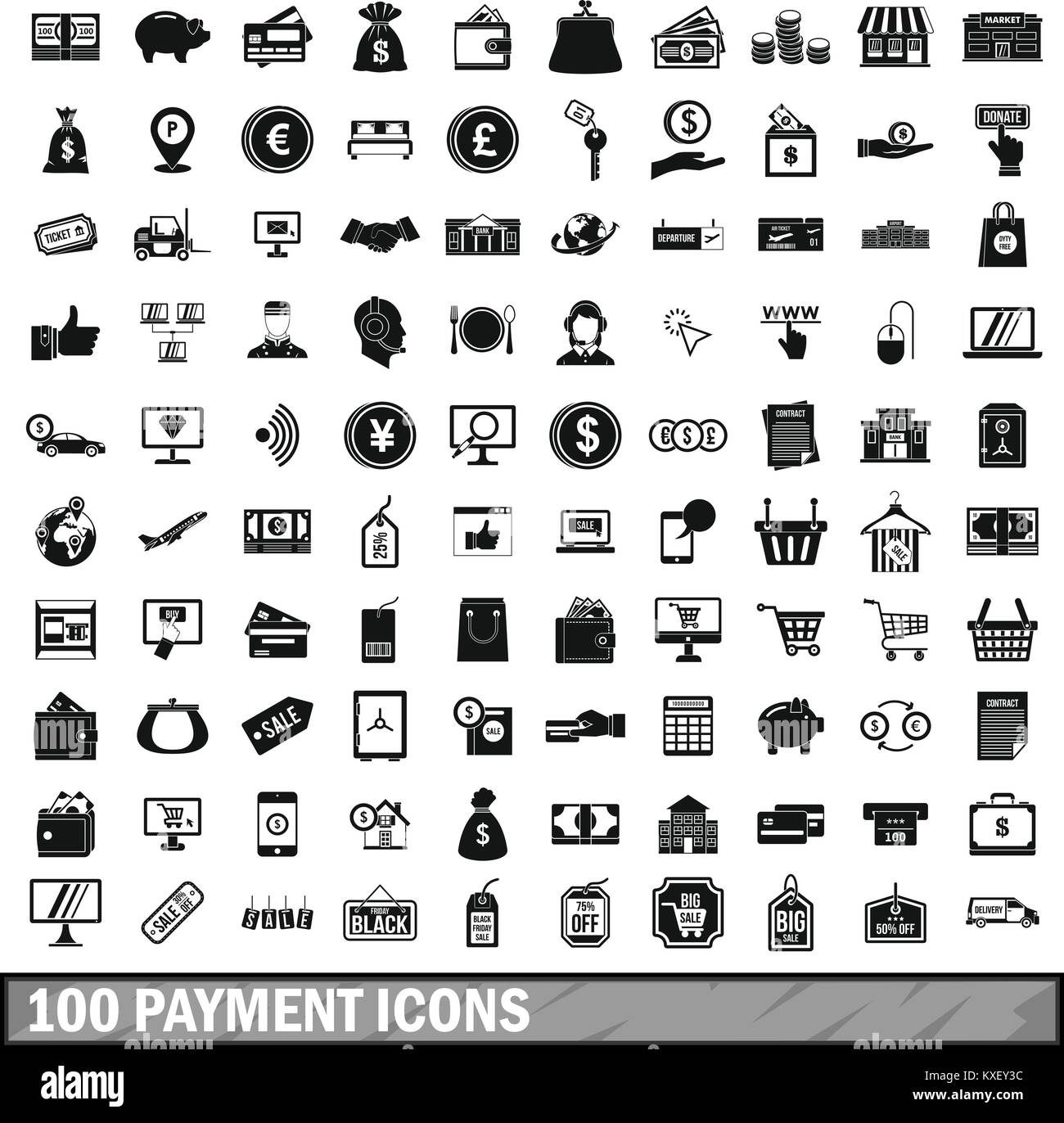 100 payment icons set in simple style Stock Vector Image & Art - Alamy