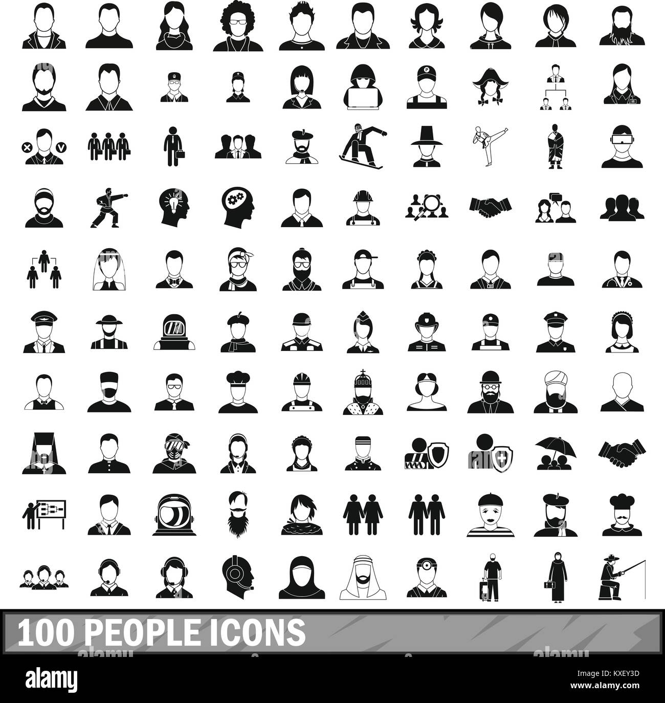 100 people icons set in simple style Stock Vector Image & Art - Alamy