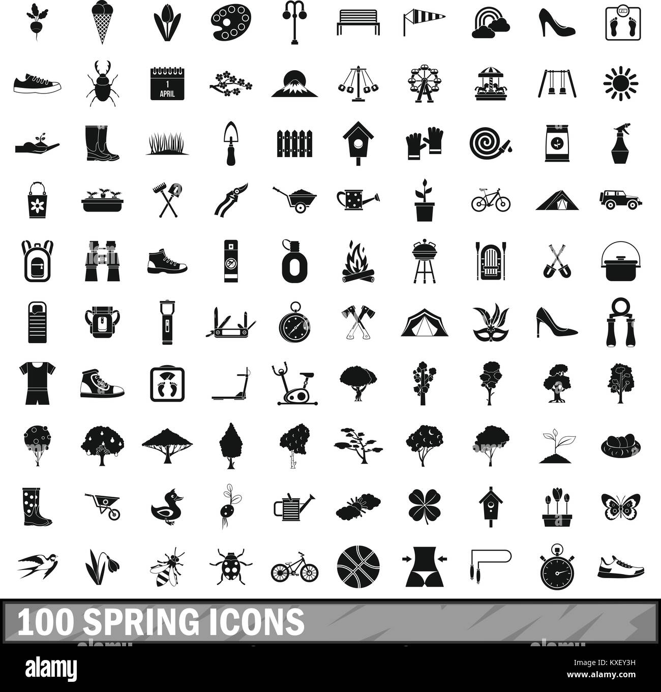 100 spring icons set in simple style Stock Vector Image & Art - Alamy