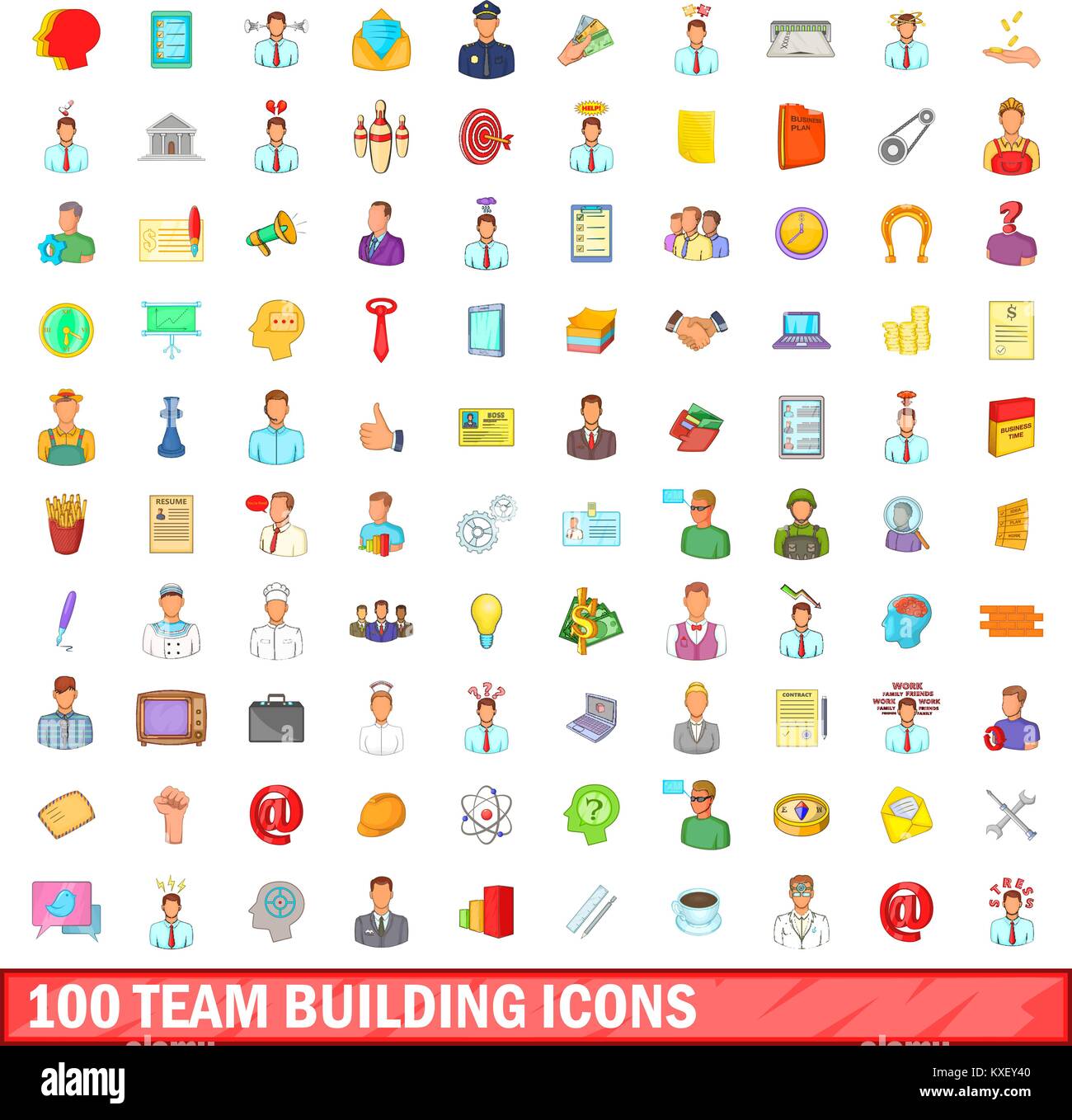 100 team building icons set, cartoon style Stock Vector Image & Art - Alamy