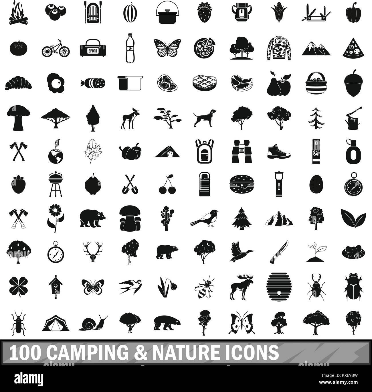 Camping in mountains vector Black and White Stock Photos & Images - Alamy