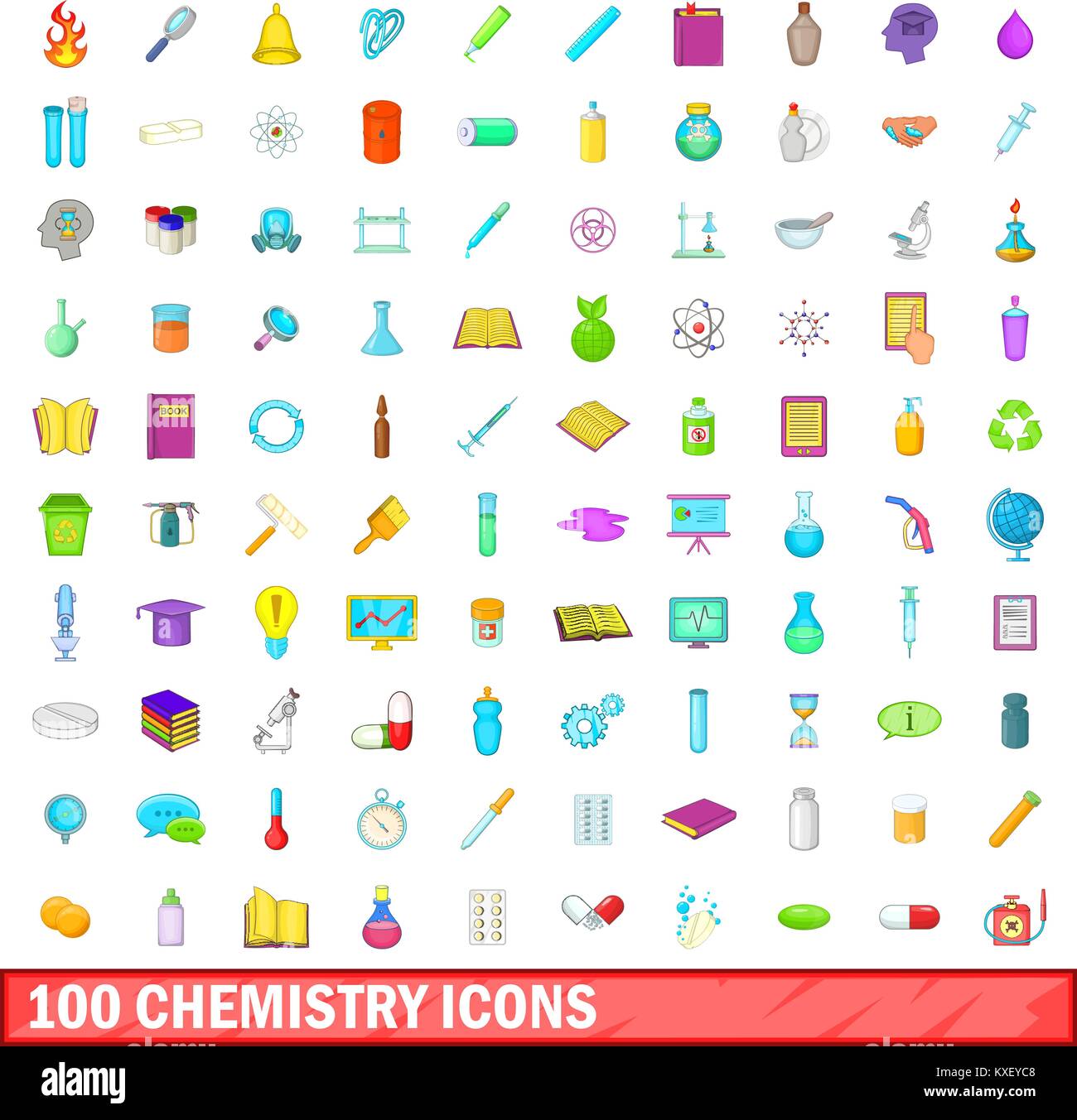 100 chemistry icons set, cartoon style Stock Vector Image & Art - Alamy