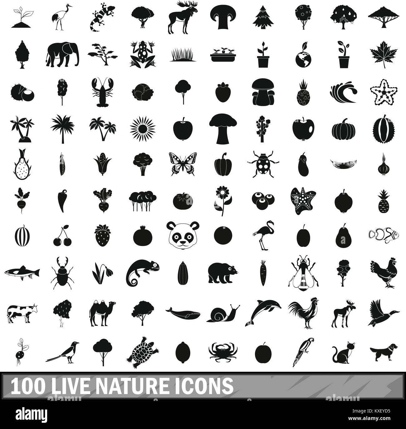 100 live nature icons set in simple style Stock Vector Image & Art - Alamy