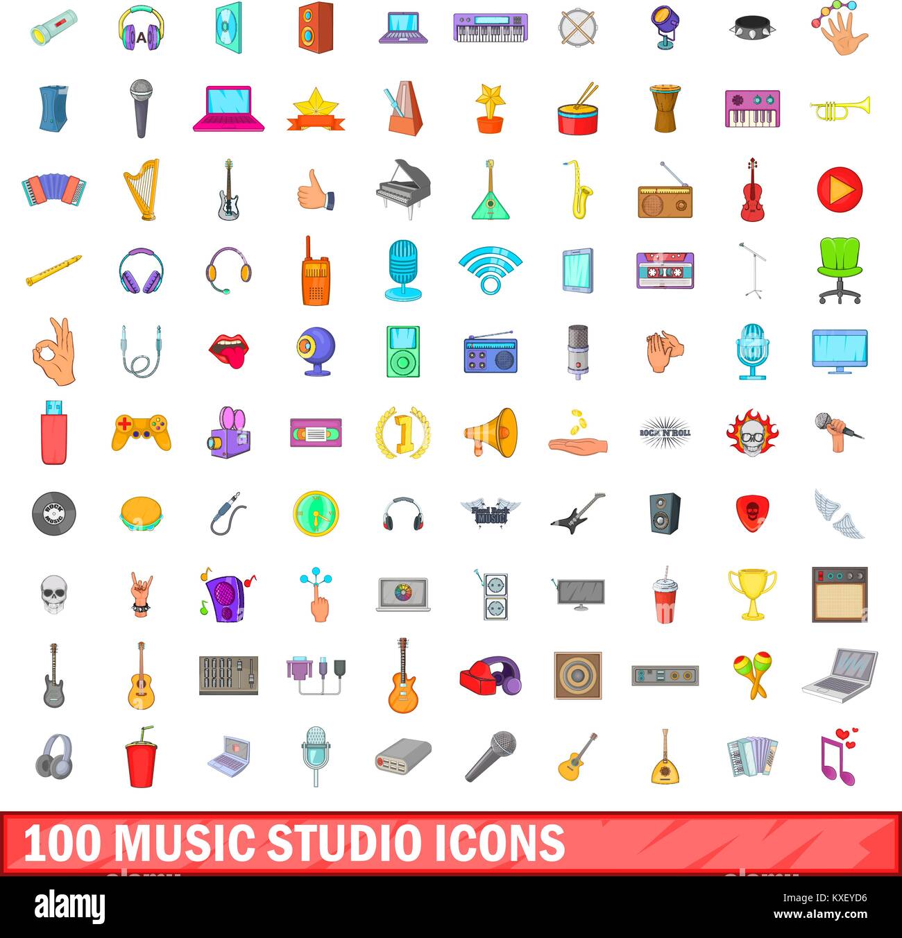 100 music studio icons set, cartoon style Stock Vector Image & Art - Alamy