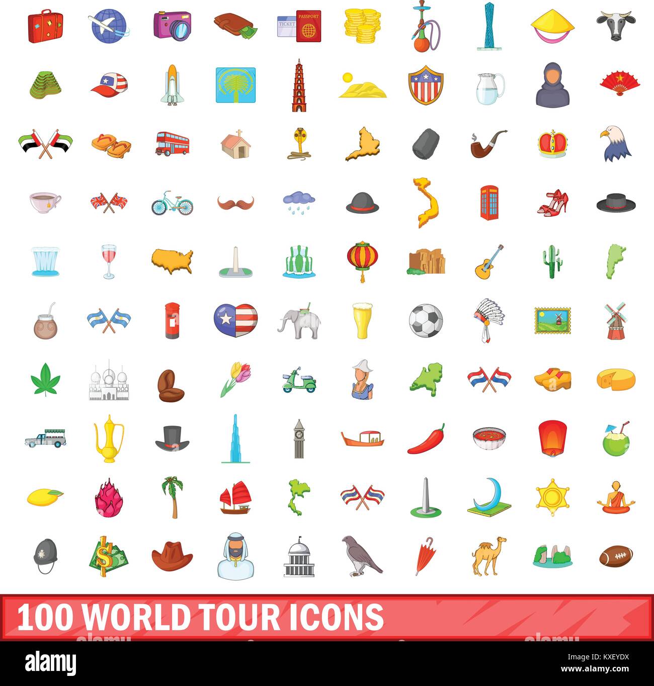 100 world tour icons set, cartoon style Stock Vector Image & Art - Alamy