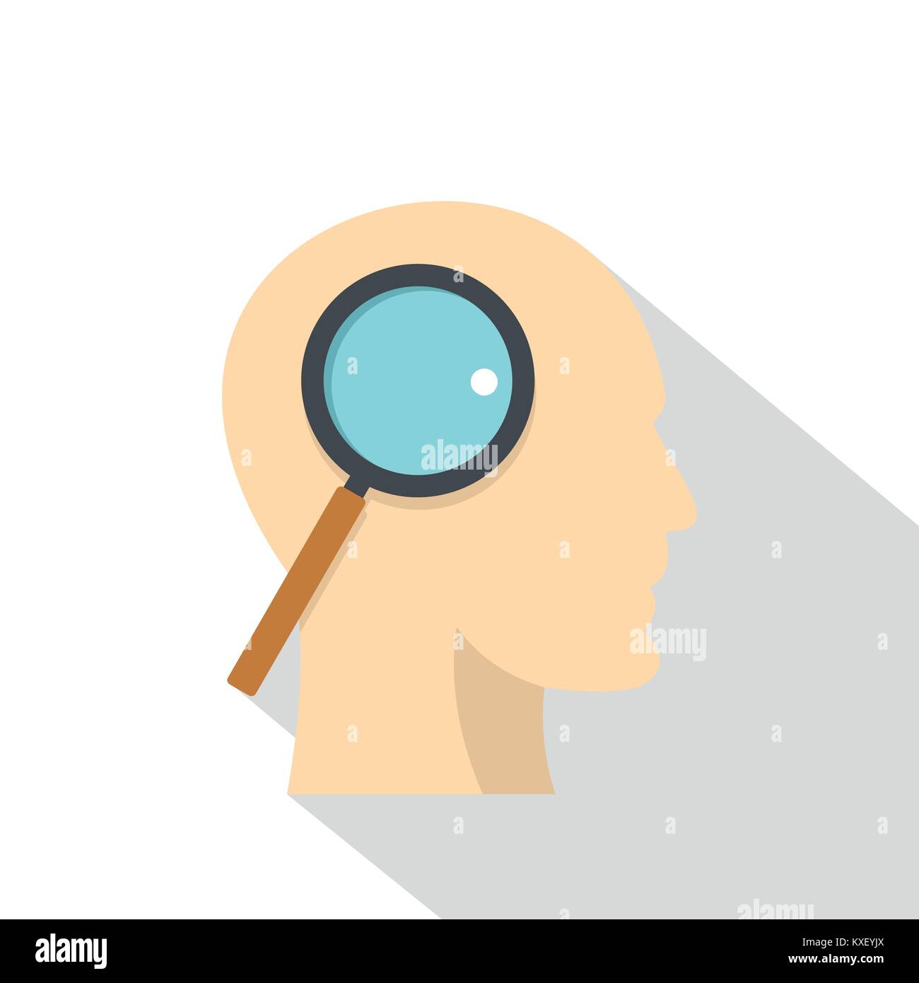 Profile of the head with magnifying glass icon Stock Vector Image & Art ...