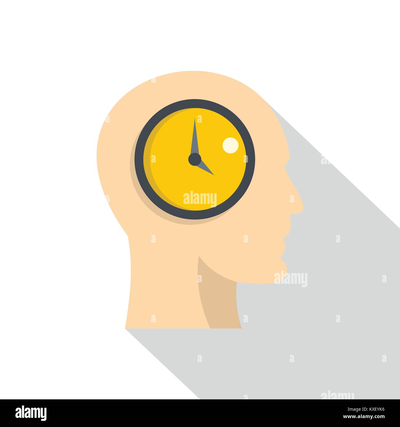 Silhouette of a human head with clock icon Stock Vector Image & Art - Alamy