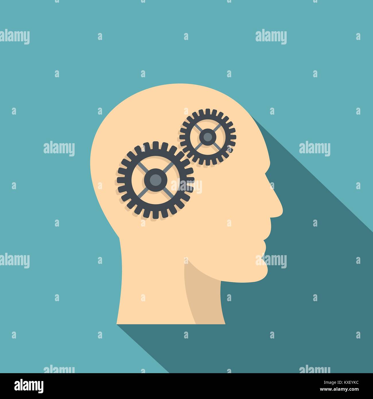 Profile of the head with gears inside icon Stock Vector Image & Art - Alamy