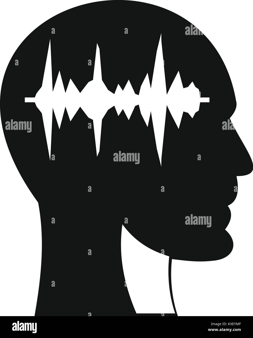 Sound wave icon in human head icon, simple style Stock Vector Image ...