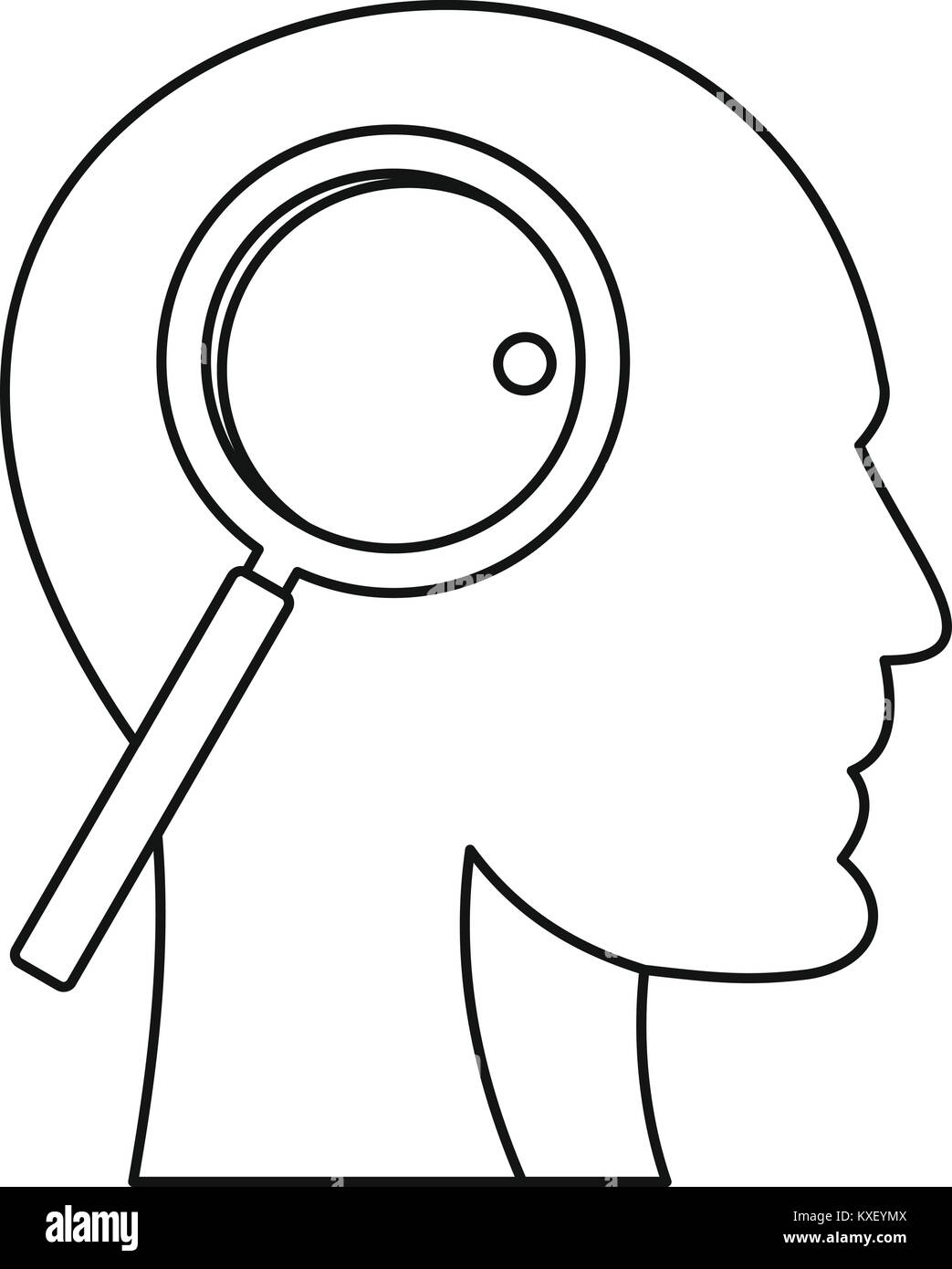 Magnifying glass inside human head icon Stock Vector Image & Art - Alamy