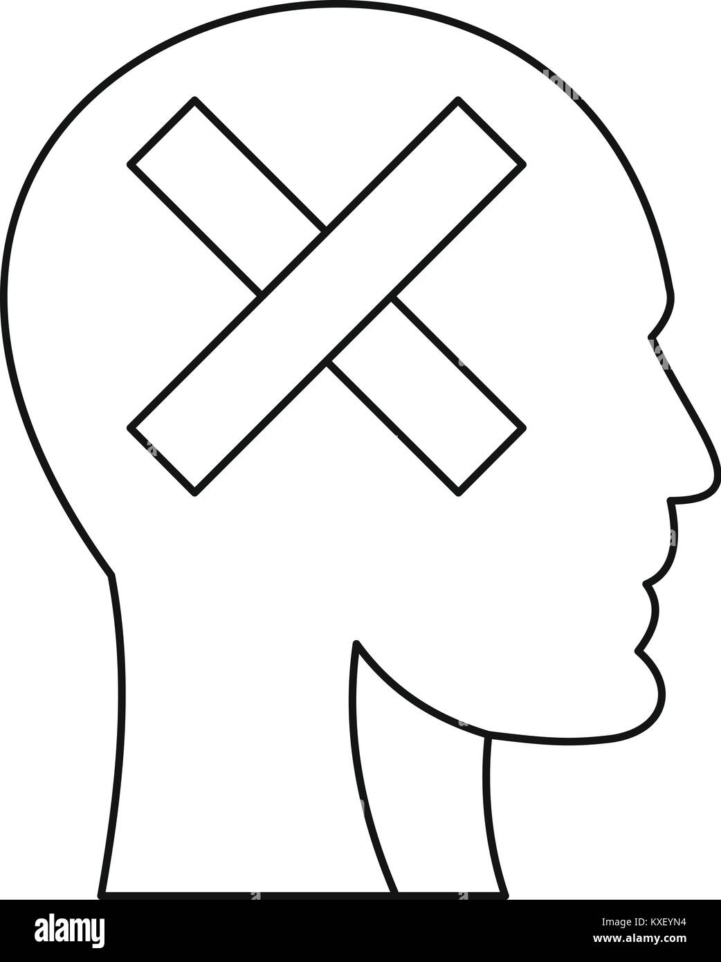 Cross in head icon, outline style Stock Vector Image & Art - Alamy