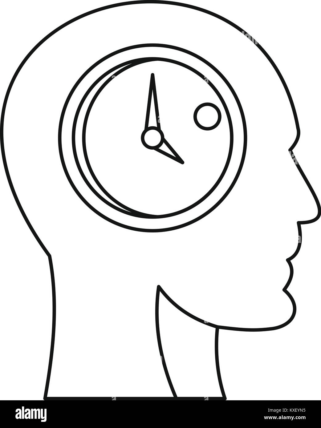Human head clock Black and White Stock Photos & Images - Alamy