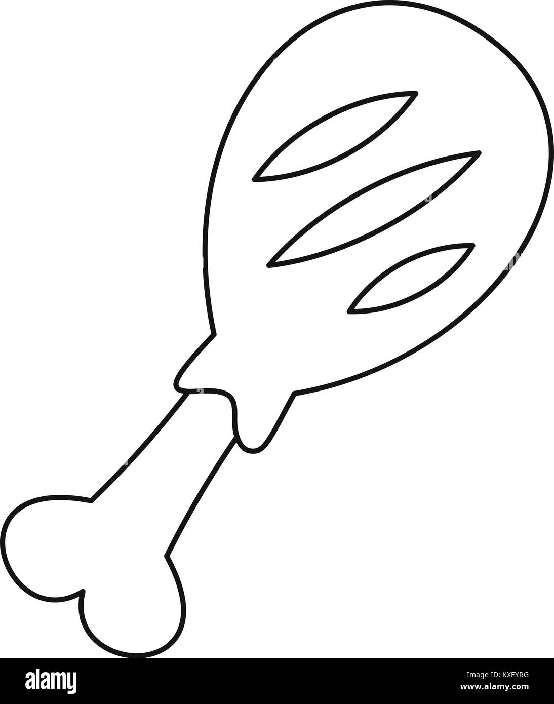 Chicken meat on the bone icon, outline style Stock Vector Image & Art ...