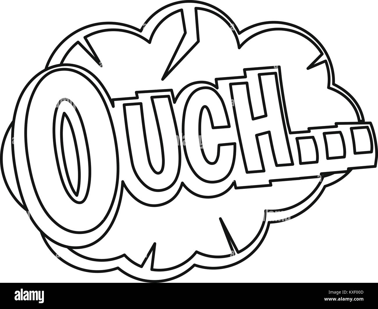 Ouch, comic text speech bubble icon, outline style Stock Vector Image ...