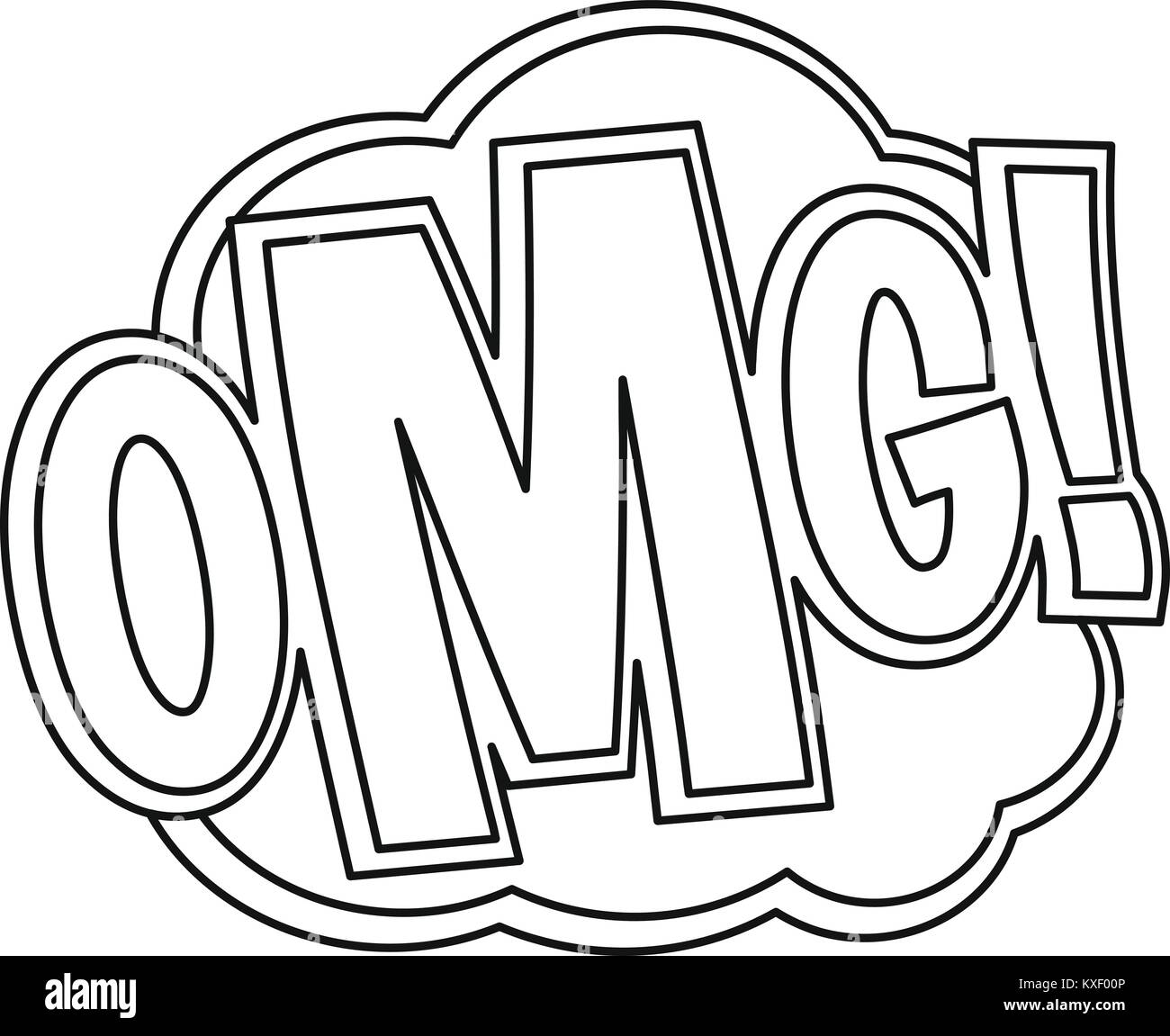 OMG, comic text sound effect icon, outline style Stock Vector Image ...