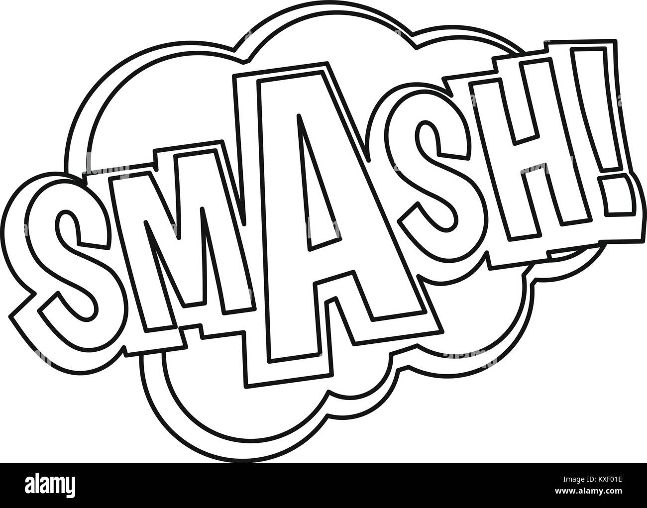 Smash, comic text sound effect icon, outline style Stock Vector Image ...