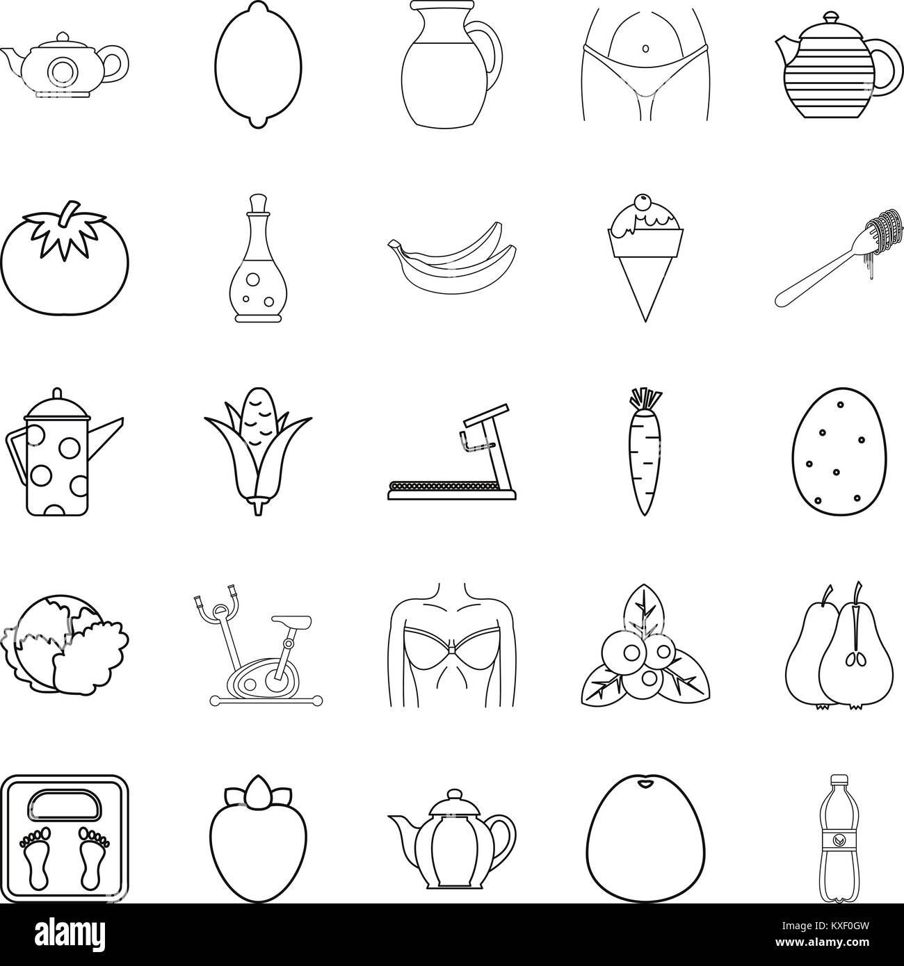 Diet food icons set, outline style Stock Vector Image & Art - Alamy