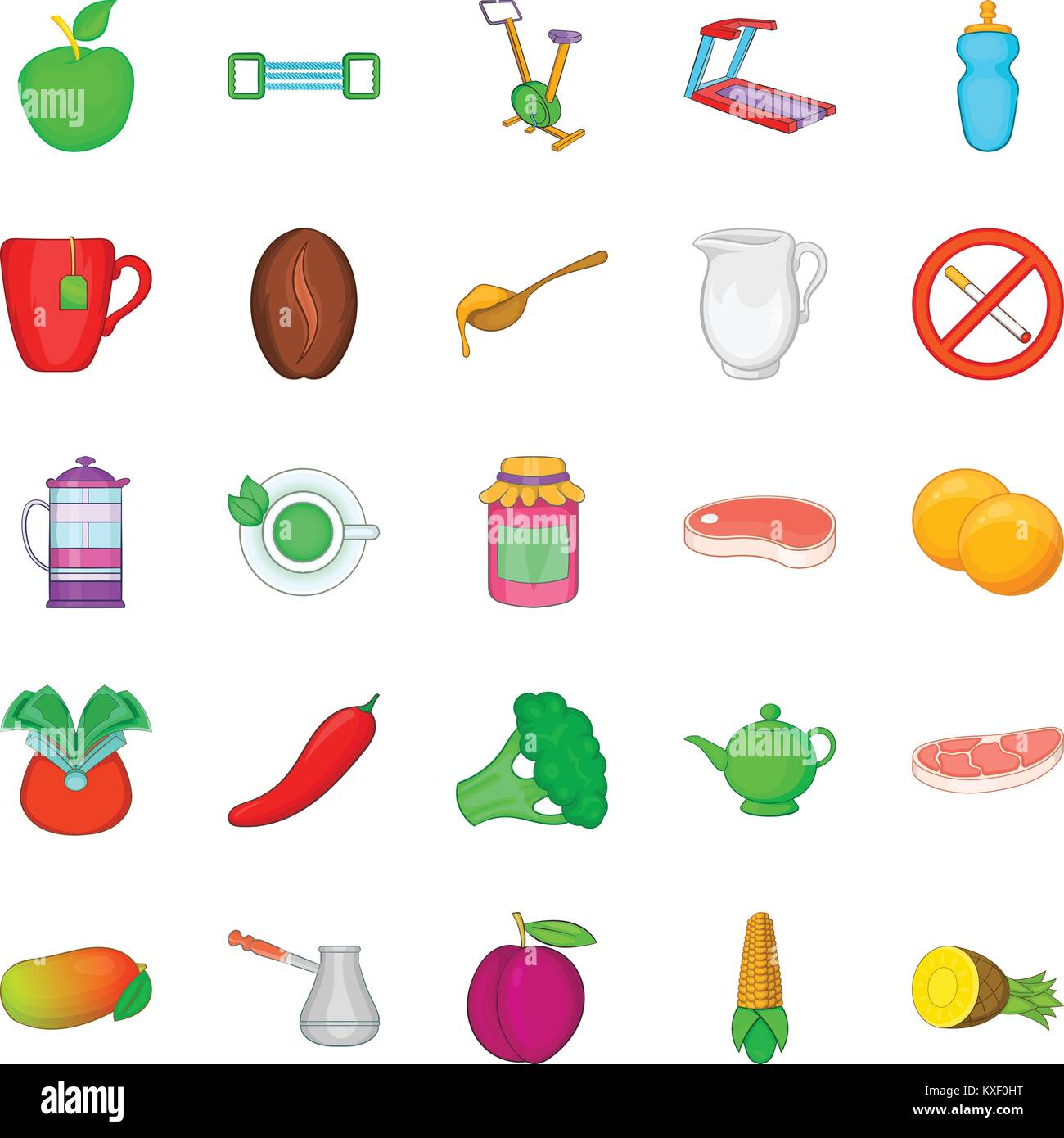 Low calorie food icons set, cartoon style Stock Vector Image & Art - Alamy