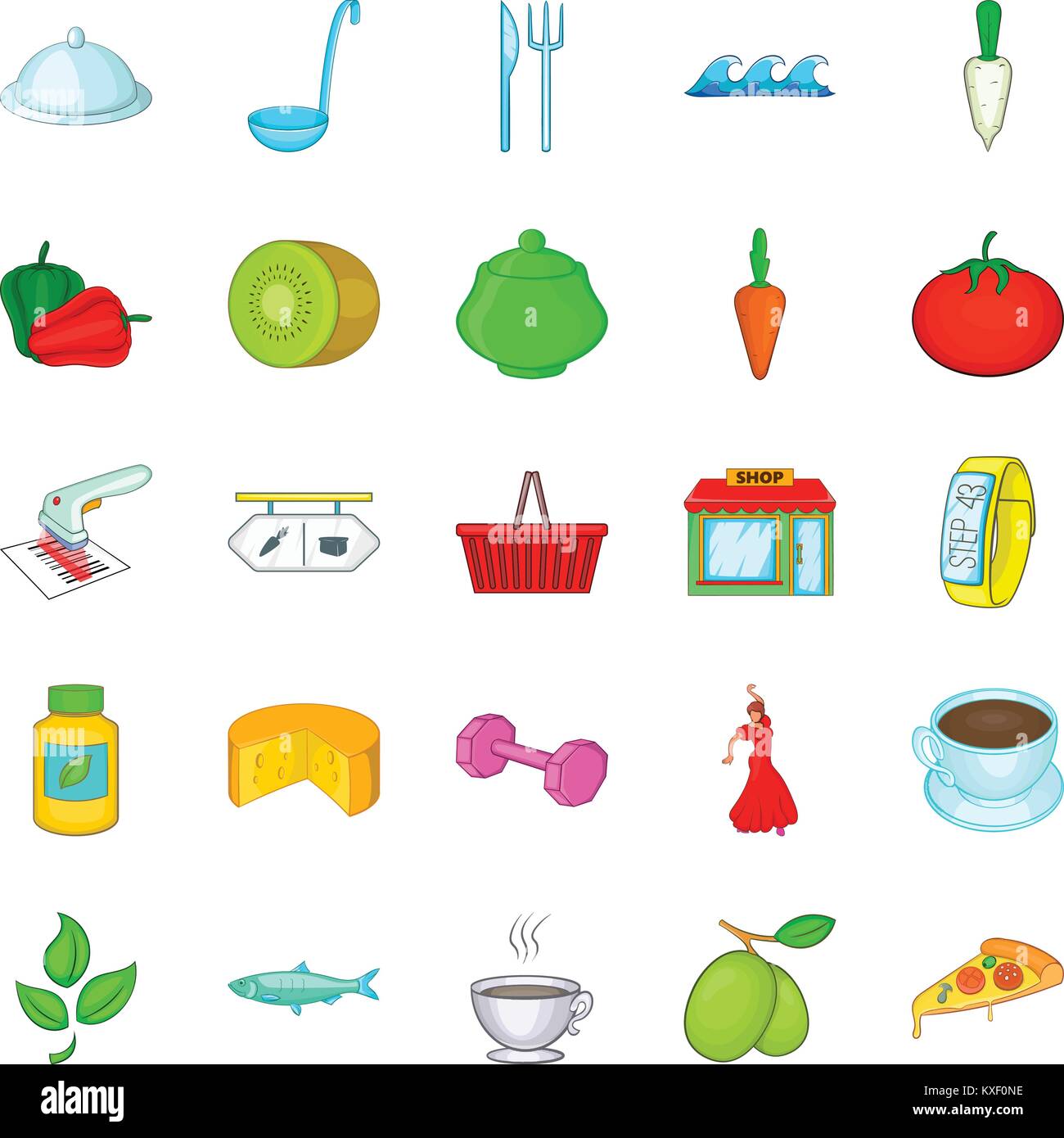 Food for training icons set, cartoon style Stock Vector Image & Art - Alamy