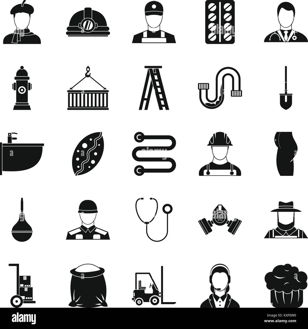 Different professions icons set, simple style Stock Vector Image & Art ...