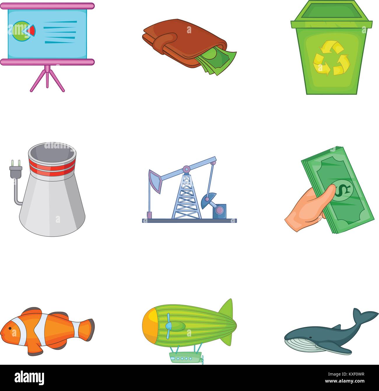 Destroy the nature icons set, cartoon style Stock Vector Image & Art ...