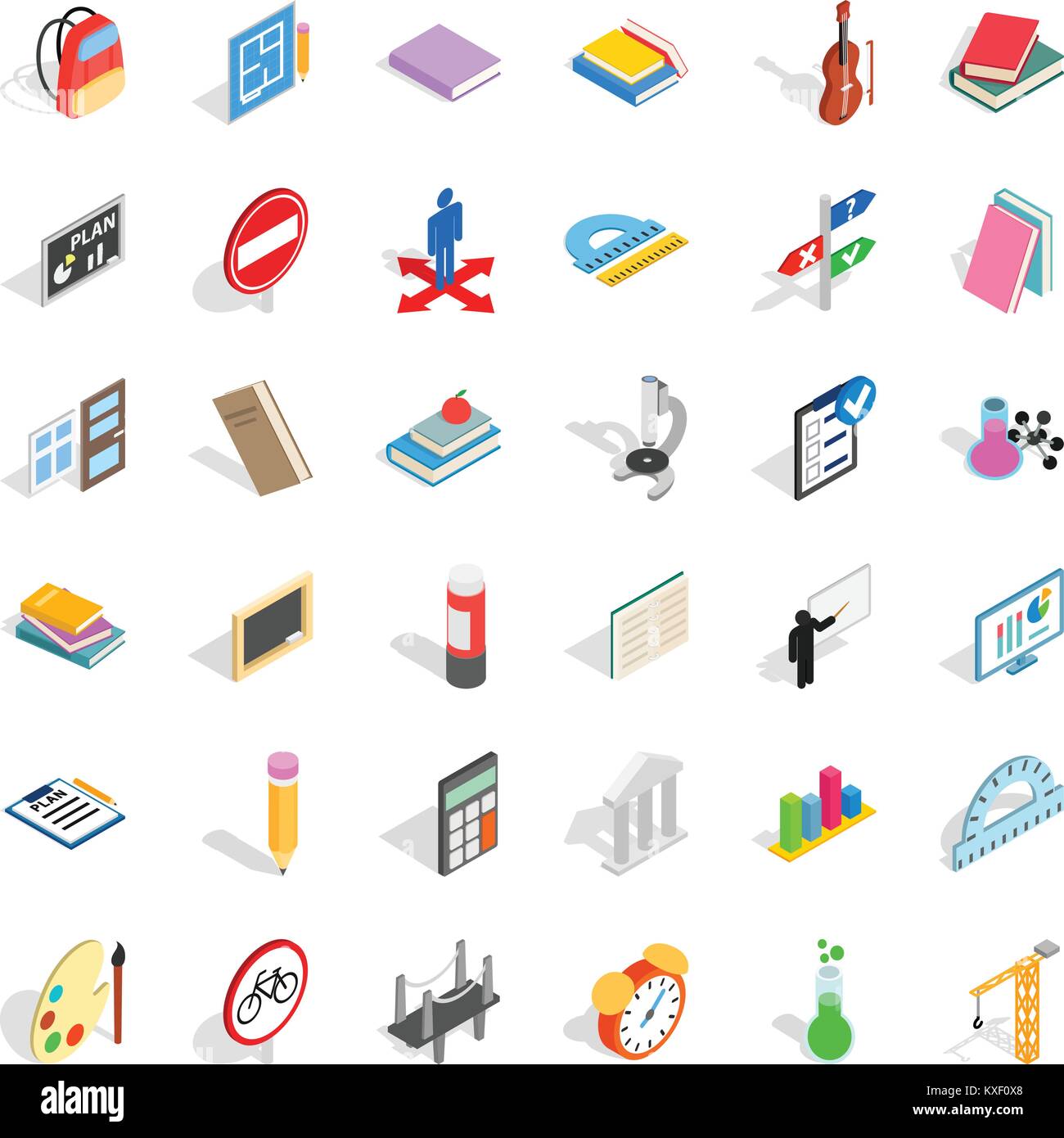 School book icons set, isometric style Stock Vector Image & Art - Alamy