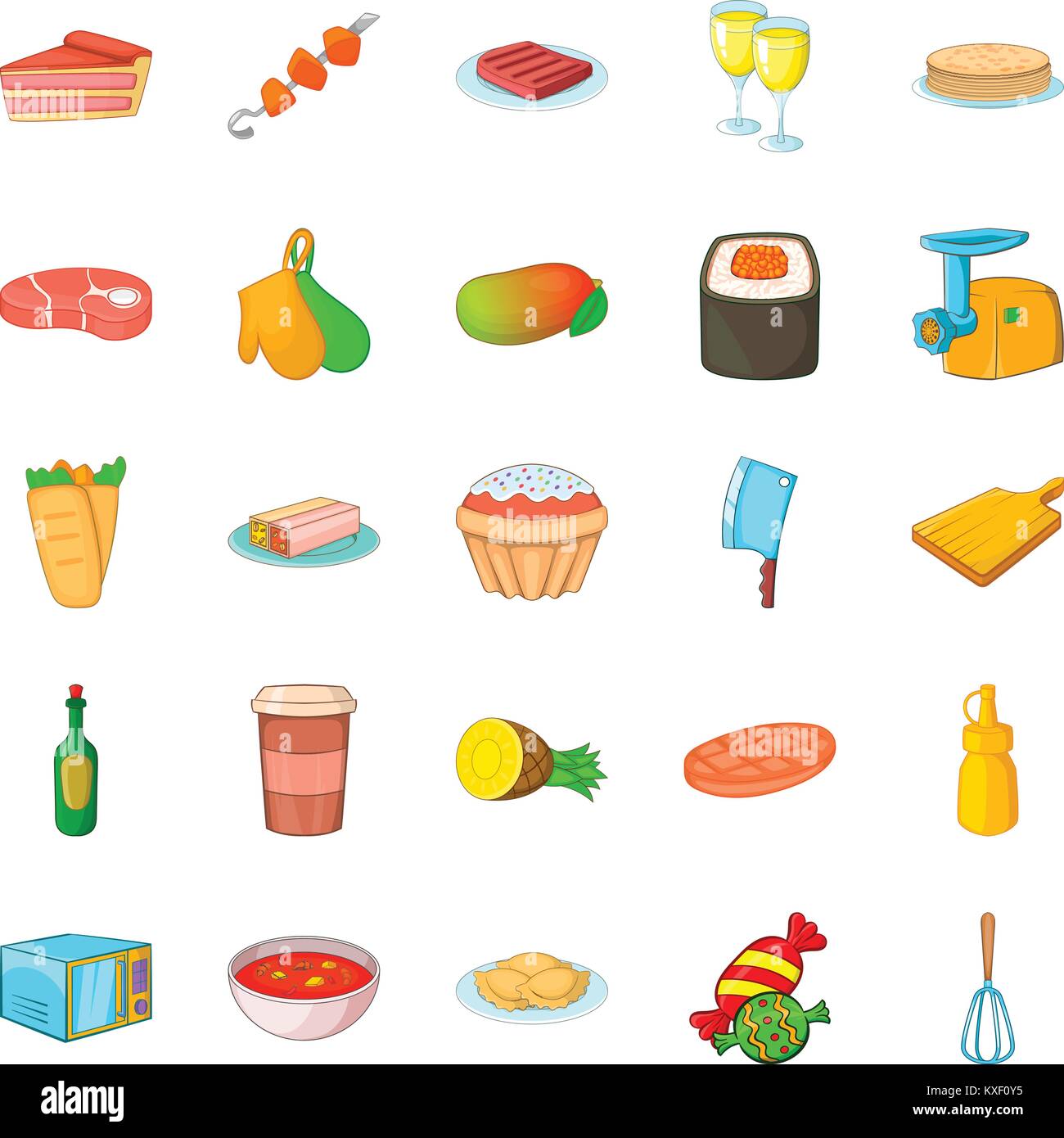 Supper icons set, cartoon style Stock Vector Image & Art - Alamy