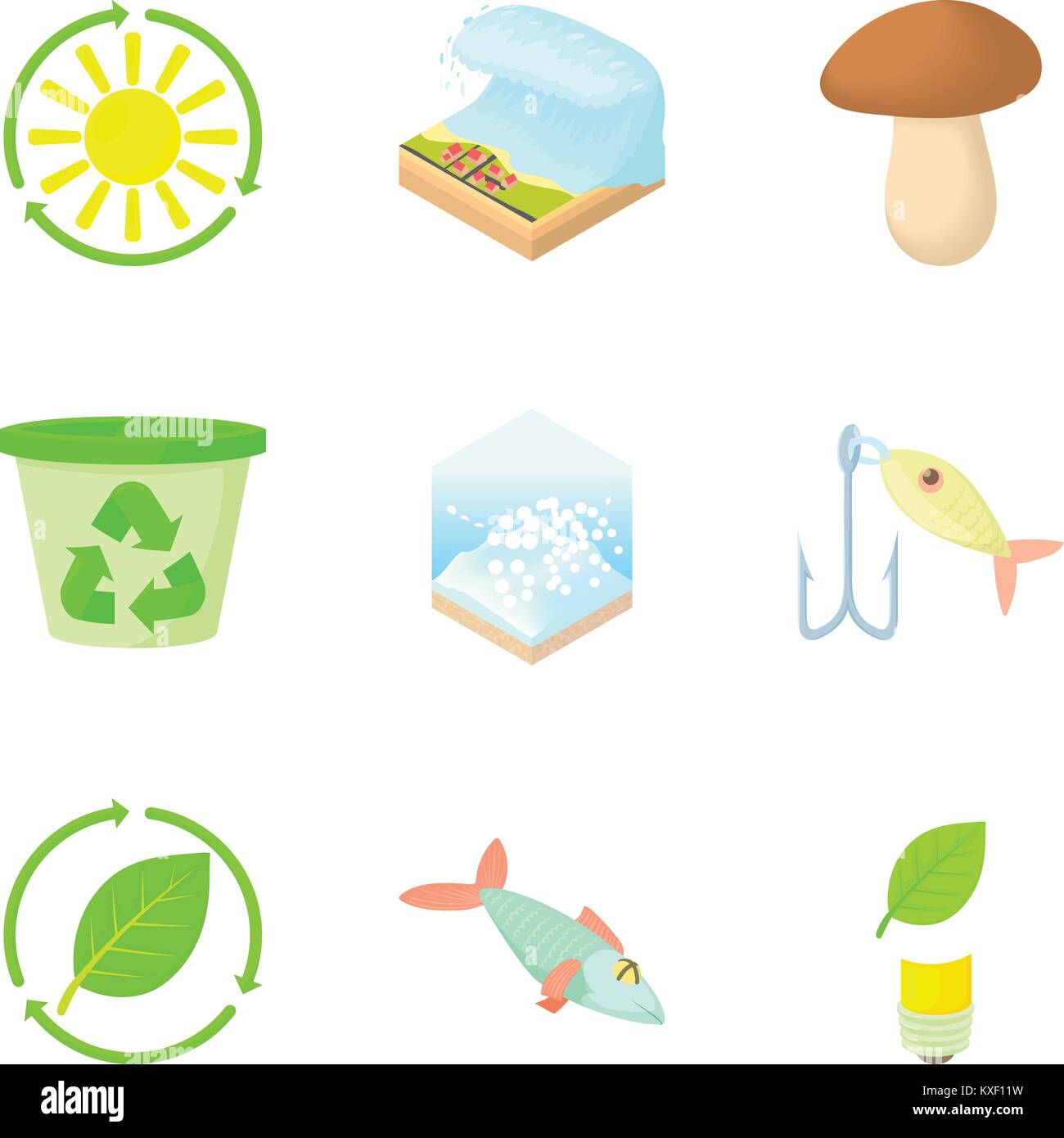 Killing nature icons set, cartoon style Stock Vector Image & Art - Alamy