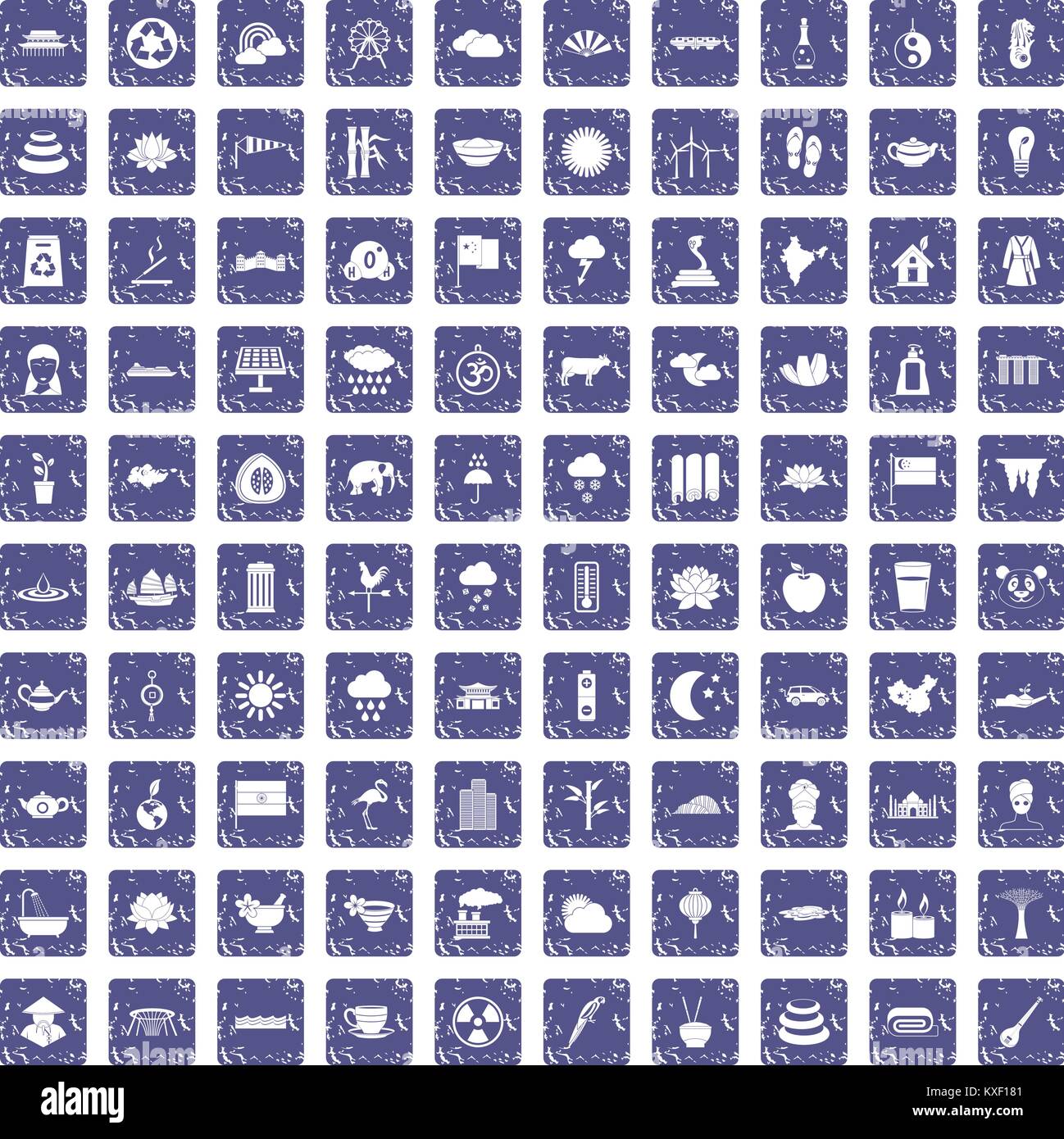 100 lotus icons set grunge sapphire Stock Vector Image & Art - Alamy