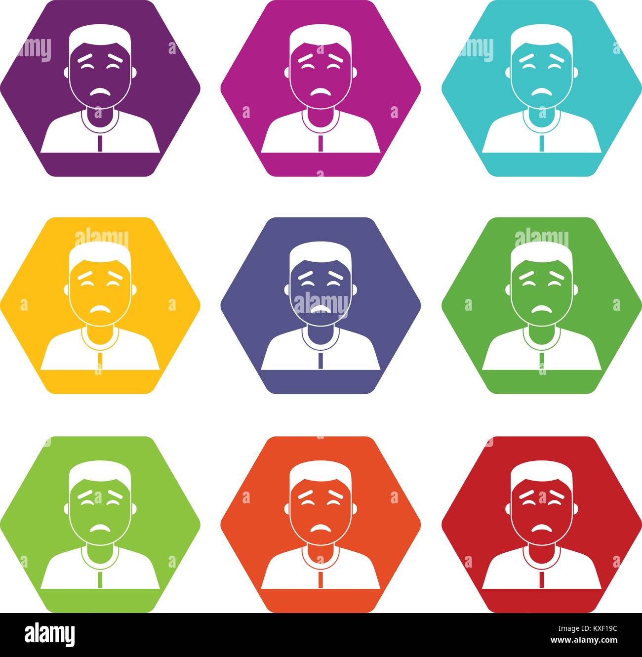 Asian man icon set color hexahedron Stock Vector Image & Art - Alamy
